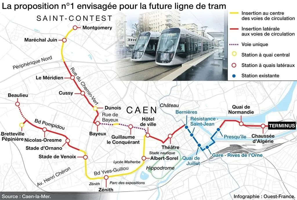 Caen-la-Mer. Projet de nouvelle ligne de tram : un tracé préférentiel ...