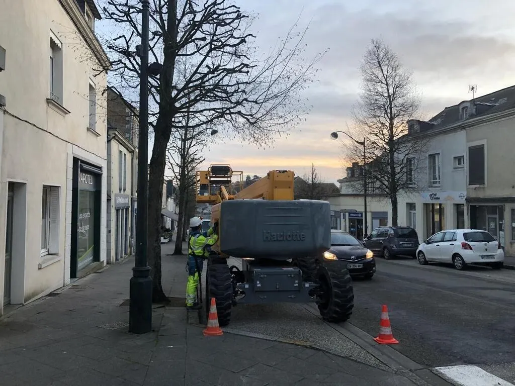 À Château-Gontier, les arbres sont en cours de taille avenue de Razilly ...