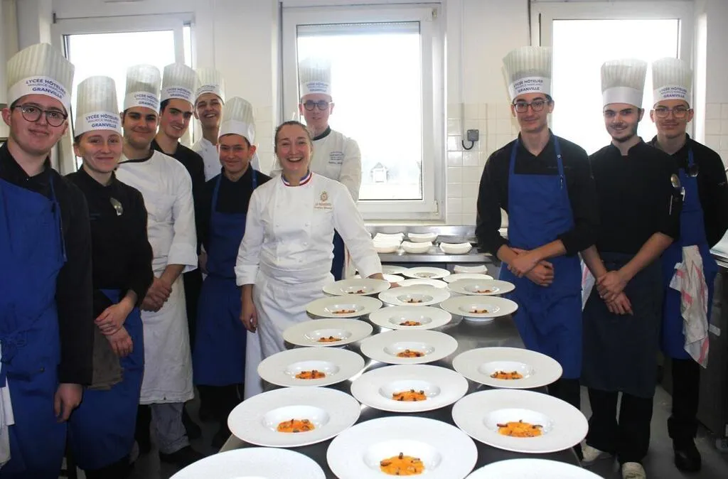 Granville. Une chef étoilée cuisine avec les élèves du lycée Marland ...