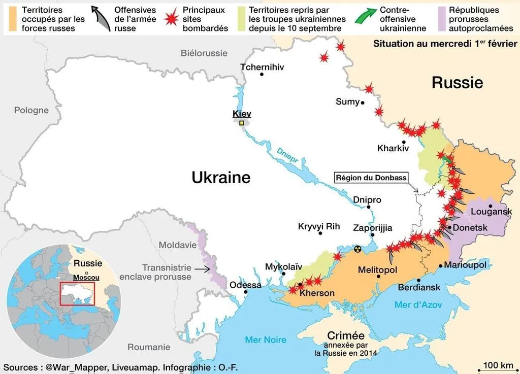 CARTE. Guerre en Ukraine : potentielle offensive fin février, aide ...