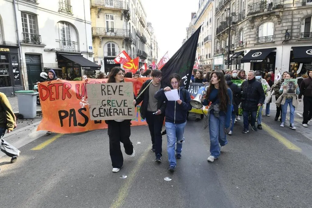 Des centaines de jeunes défilent pour le climat dans les rues de Nantes ...