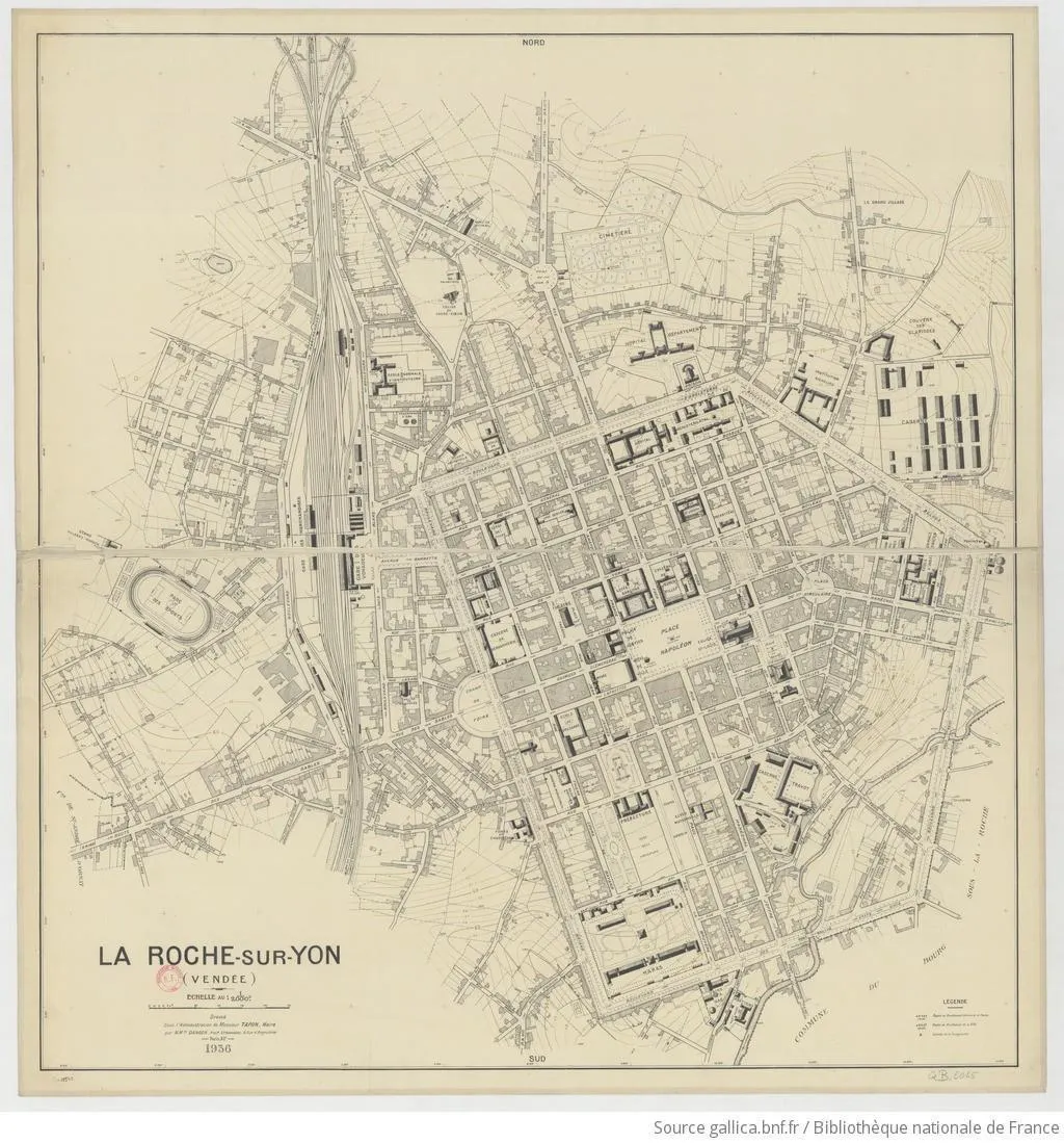 Vendée : ce plan de 1936 où l’on voit les rues de La Roche-sur-Yon se ...