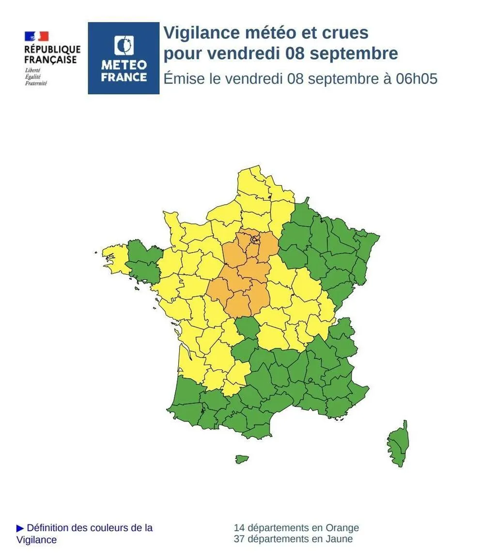Pic de chaleur : 14 départements en vigilance orange, 37 en vigilance ...