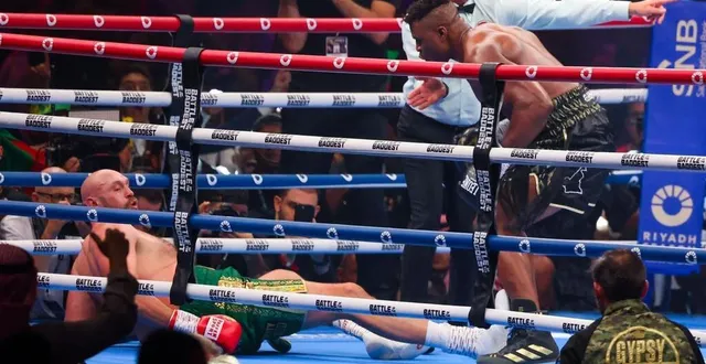 EN IMAGES. Francis Ngannou fait le poids, Tyson Fury au tapis mais ...