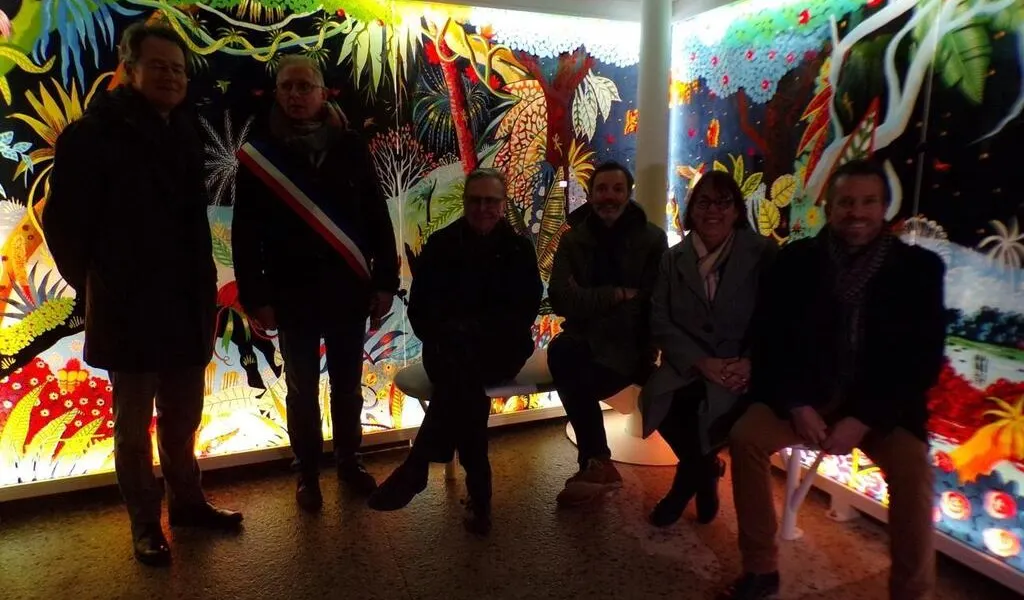 Dans l’abri de bus inauguré à Hénon, une œuvre lumineuse de l’artiste ...