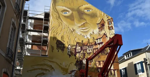 La réalisation de l’immense fresque murale de la rue Barillerie, au Mans, touche à sa fin - Le ...