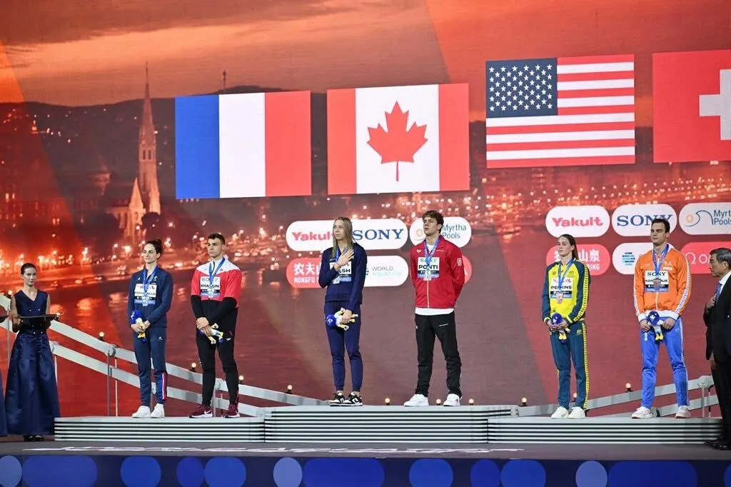 Six nageurs sur un seul podium : cette nouveauté des Mondiaux en petit ...