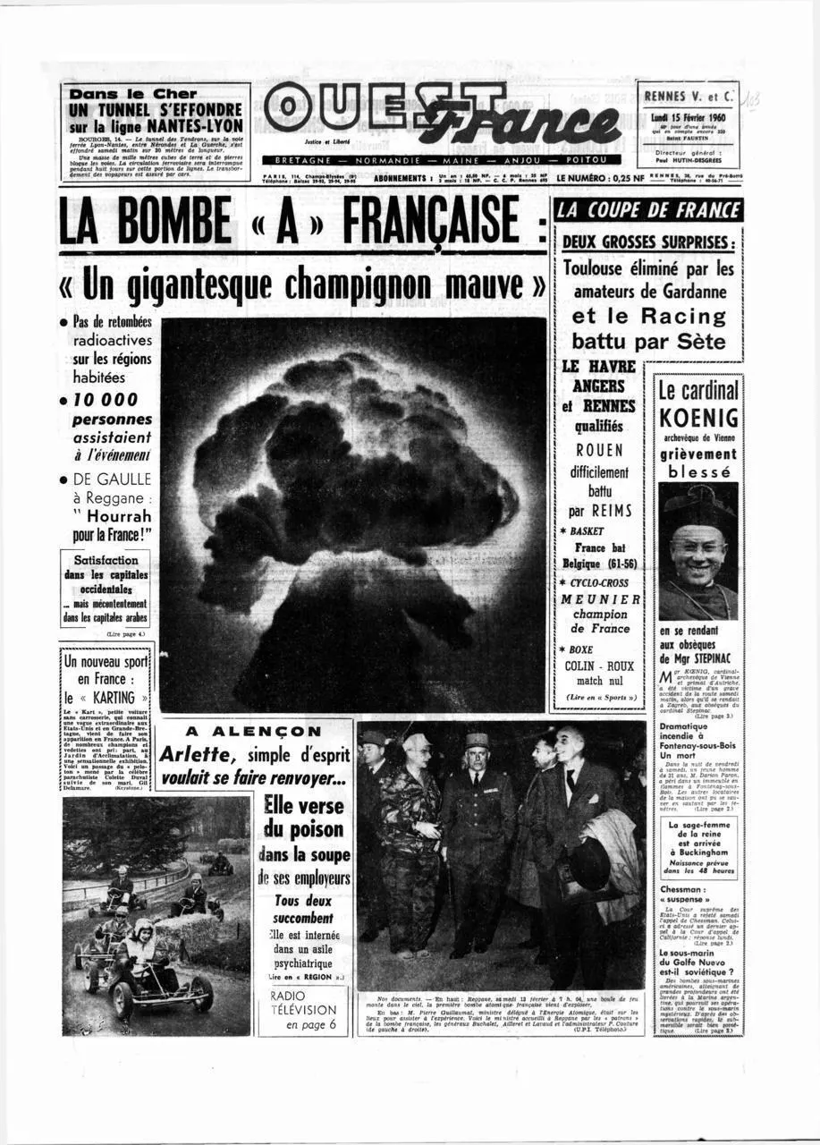 Dans les archives d’Ouest-France 13 février 1960 : la première bombe ...
