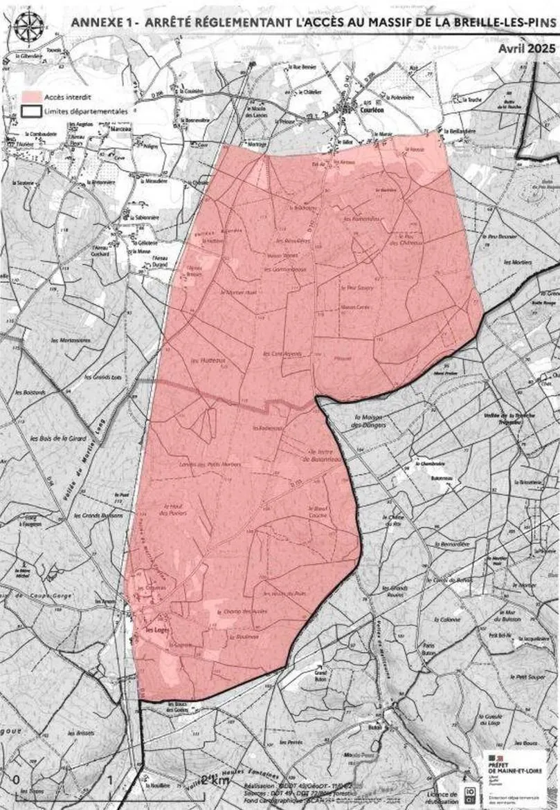 CARTE. Après l’incendie, une zone de sécurité dans la forêt de La ...